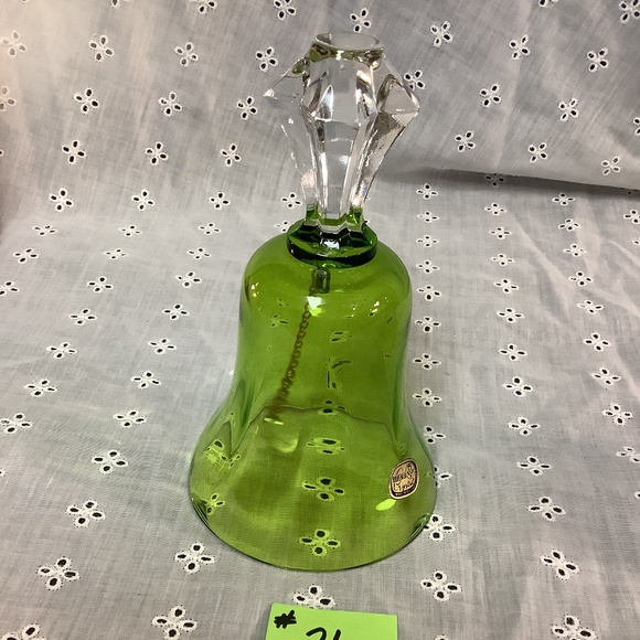 Accents | Vintage Green Czechoslovakia Hand Cut Crystal Bell 21 | Poshmark